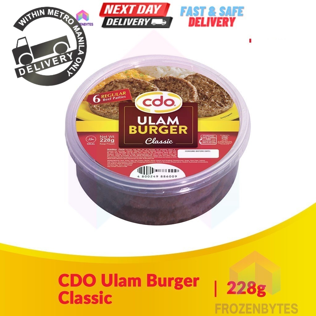 CDO Ulam Burger Classic Regular 228g | Shopee Philippines