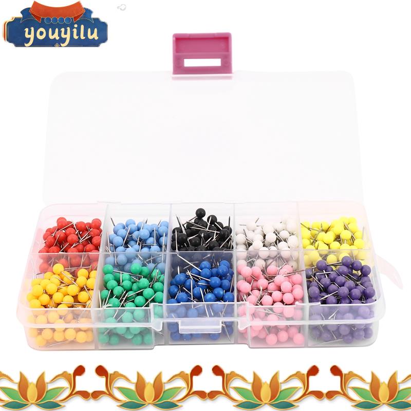 1000 Pieces 1/8 inch Map Push Pins Map Tacks with Plastic Round Heads and Steel Points 10 Colors ...