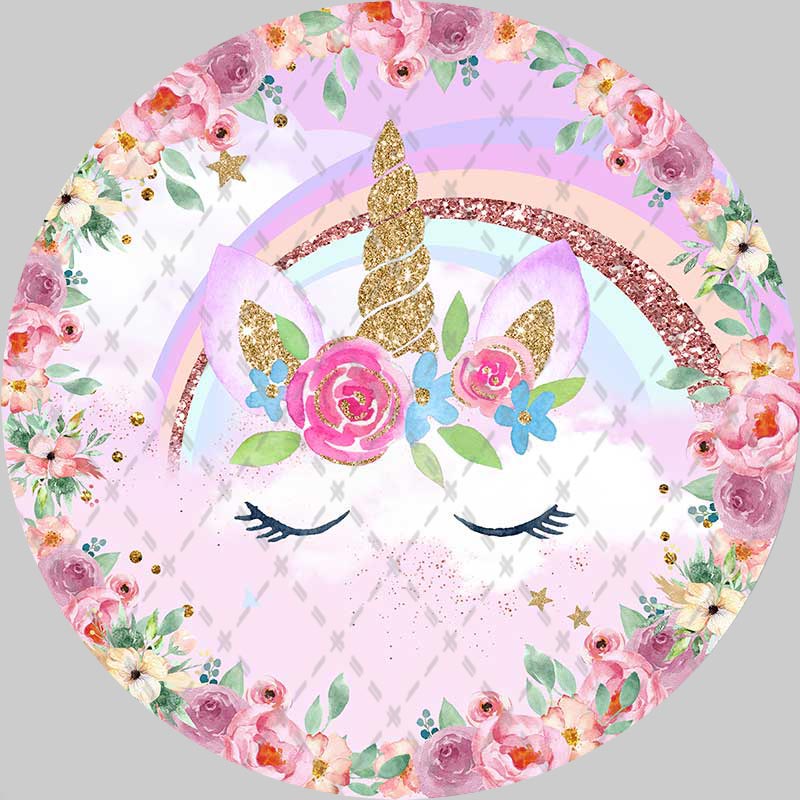 Unicorn Round Birthday Backdrop For Photography Baby Shower Kids ...