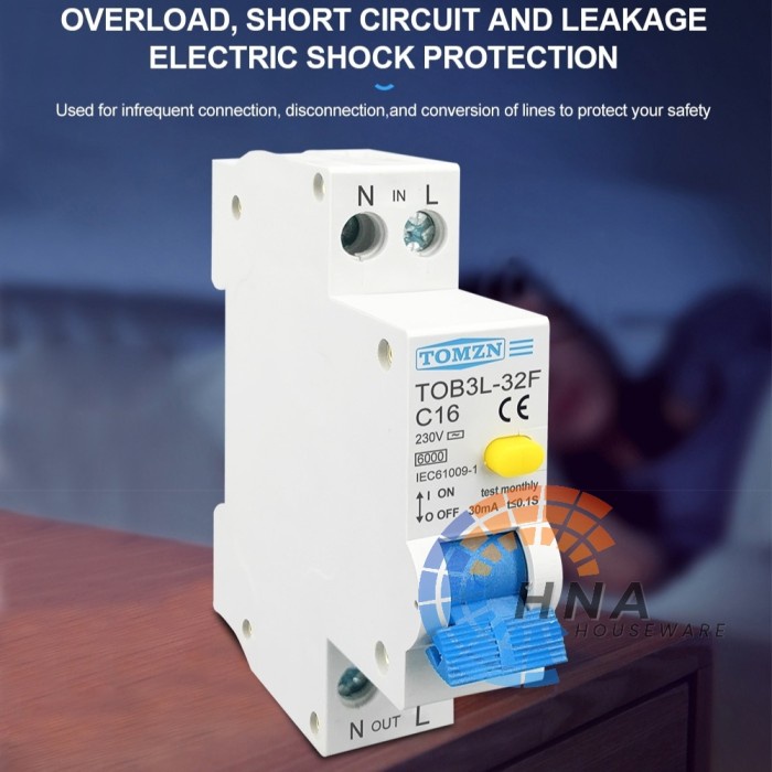 Rcbo MCB RCCB ELCB AC TOMON 6A - 32A Lightning Protection Residual | Shopee Philippines
