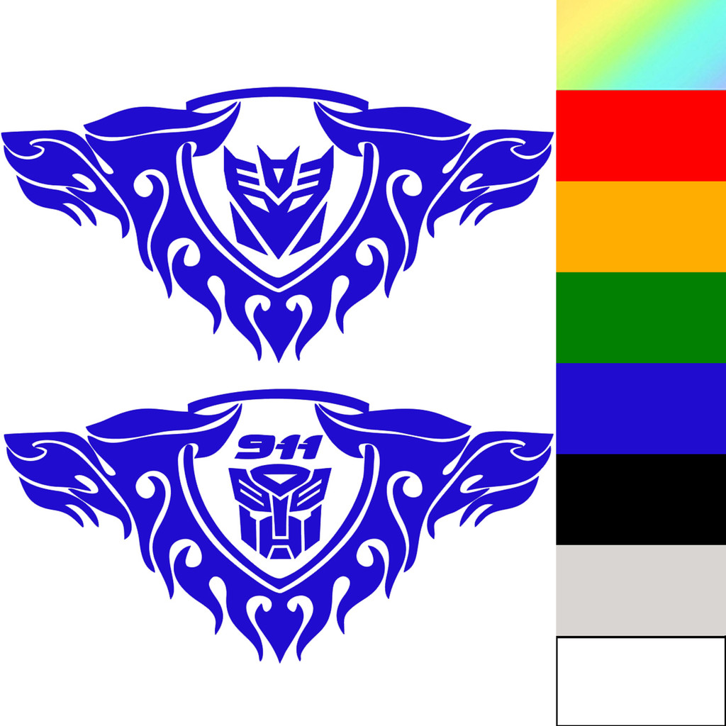 Transformers Badge Cartoon Silhouette Reflective Colorful Stickers ...