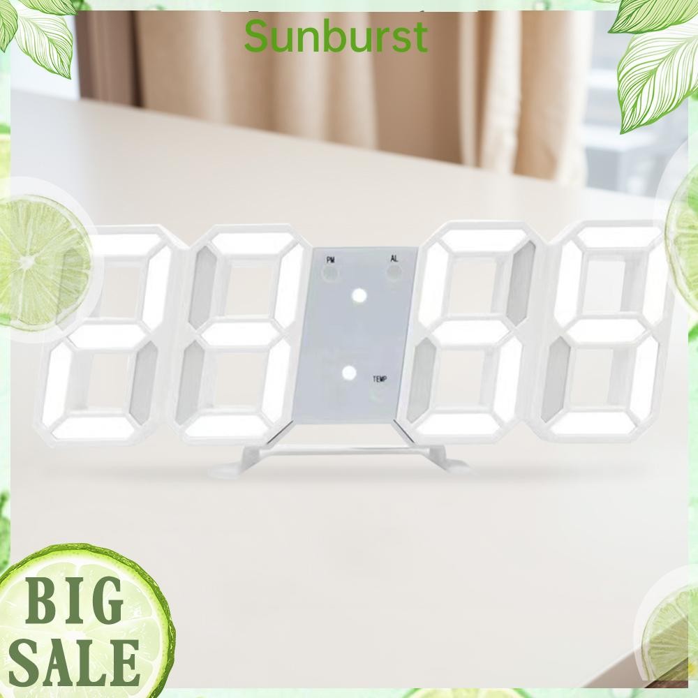 3D LED Digital Wall Clock Auto Adjustable Brightness USB Powered for ...