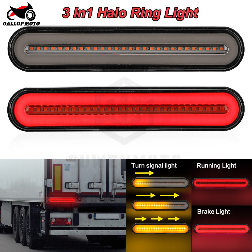 2PCS LED Car Turn Signals 100 Tail Lights Brake 3 in 1 Neon LED Trailer ...