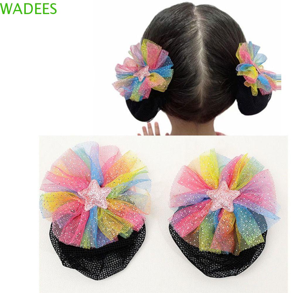 WADEES Snood Spring Clip, Princess Mesh Star Hair Nets, Kids Headwear ...