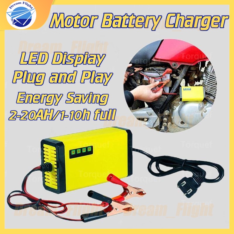 Car Battery Charger 12v 3A Motor Motorcycle Heavy Duty Portable Lead ...