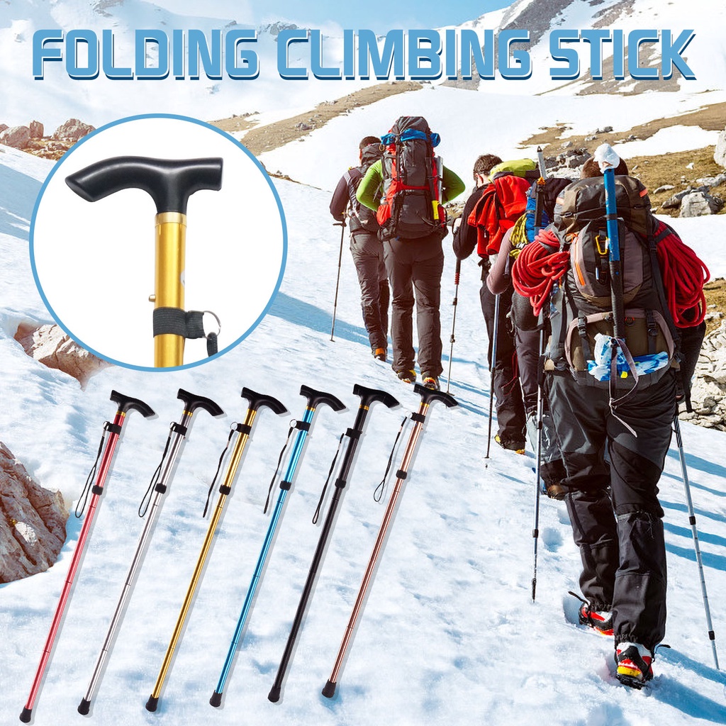 Hiking Cane Foldable Support Stick Collapsible Walking Portable Can Be ...