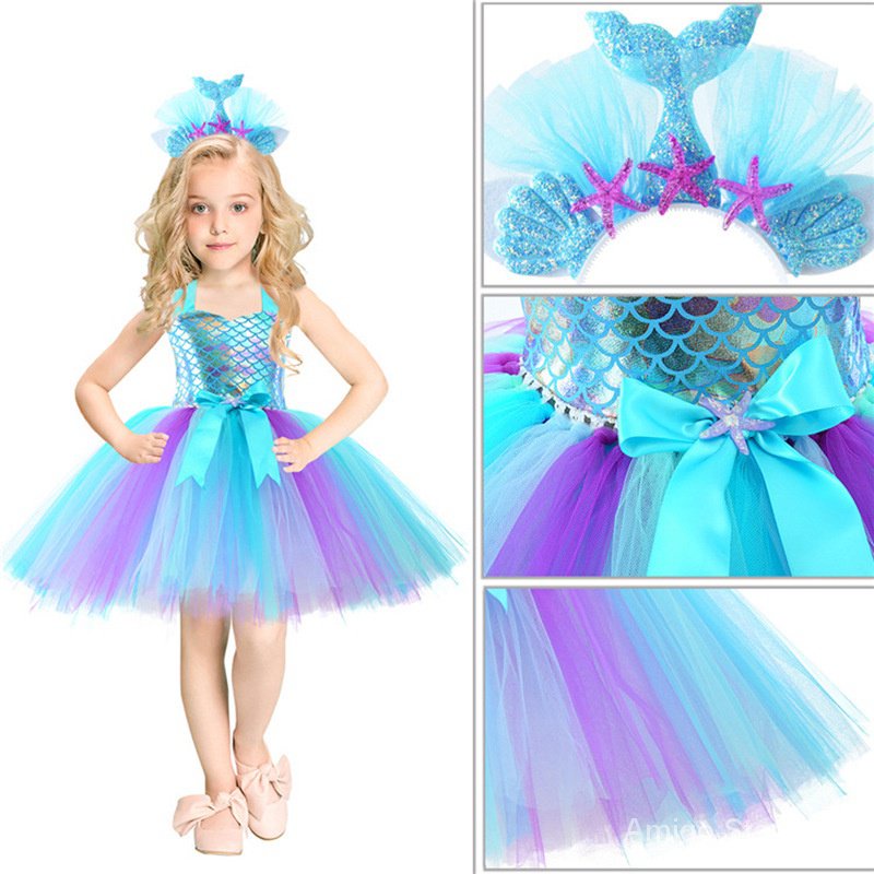 Mermaid-themed Tutu Dress for Girls with Fish Scale Design, Perfect for ...