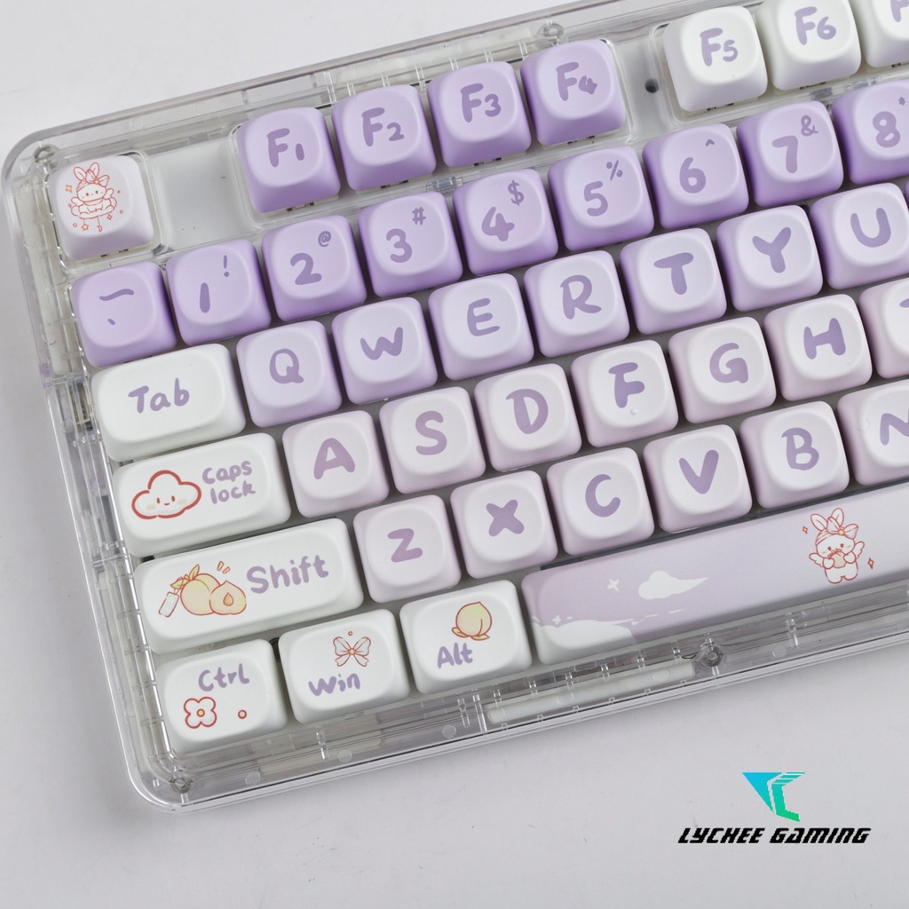 Gradient Purple Rabbit Cherry Keycap Cute Cartoon MOA Height PBT ...