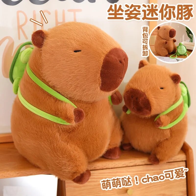 Capybara Plush With Turtle Backpack Simulation Capibara Anime Fluffty ...