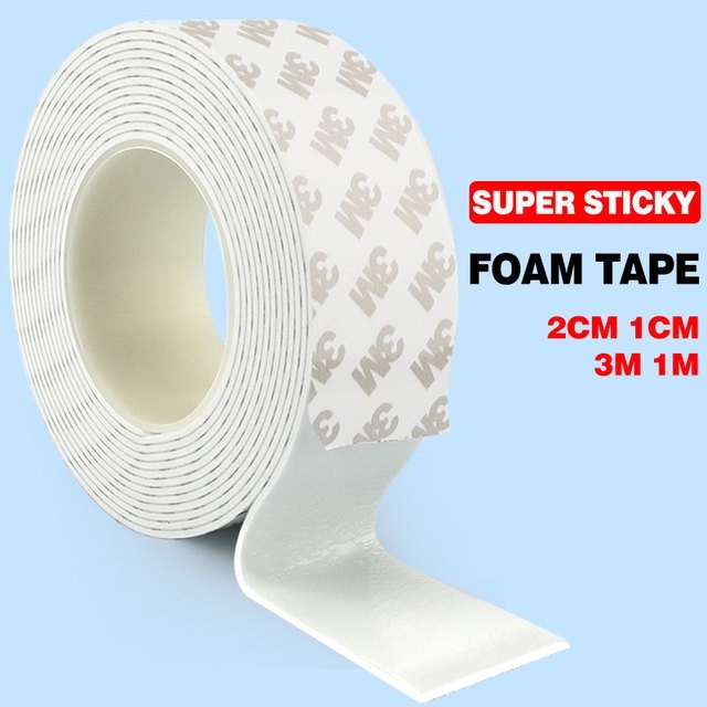 3M Double Sided Foam Tape White EVA Foam Tape Sponge Mounting Adhesive Strong Double Sided Tape ...