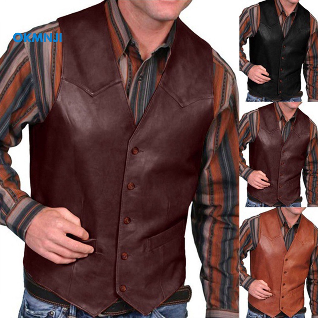 COD Vest V Neck Single-breasted Western Sleeveless Men Waistcoat for ...