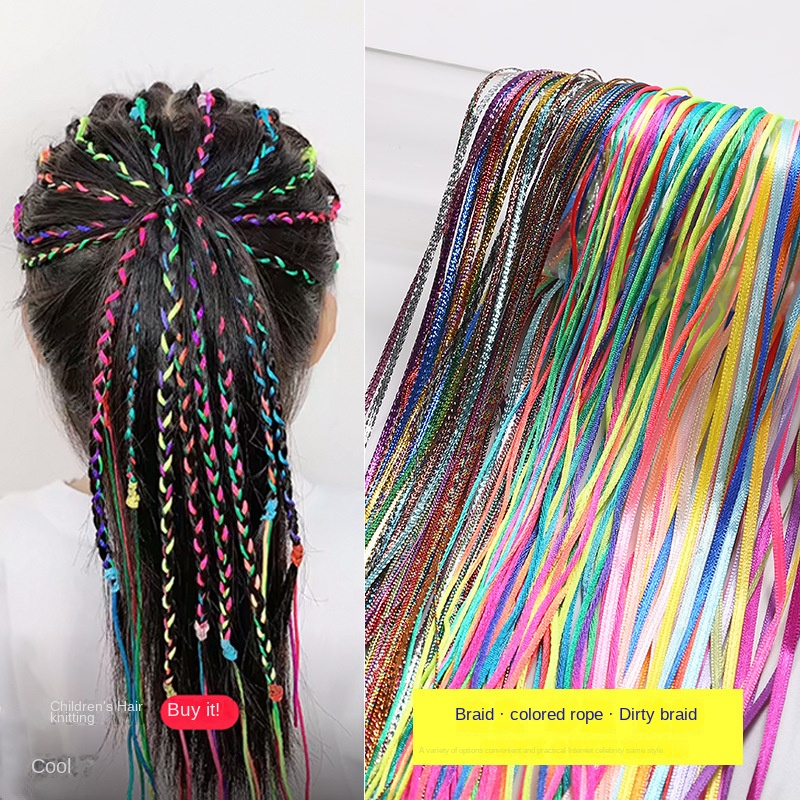Children's hair braiding, colored ropes, dirty braids, sweet headwear ...