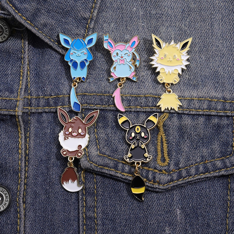 Japanese Anime Pokémon Chain Enamel Brooch Fashion Metal Backpack Badge ...