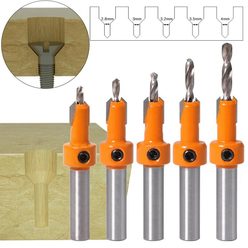 A Set Of Woodworking Counterbore Drill Screw On Alloy Head Step Drill ...