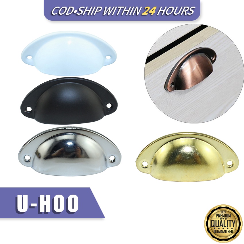 1Pc Drawer Shell Handle Iron Vintage Half Round Drawer Handle Bronze ...