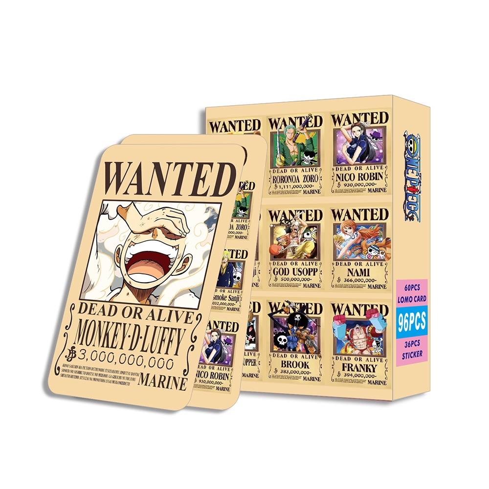 96pcs/box ONE PIECE Wanted Stickers Photocards Lomo Cards Double Sided ...