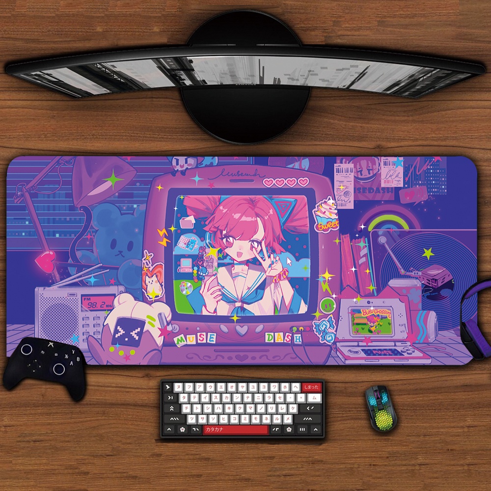 Deskmat 900x400 Purple Mousepad Computer Mat Kawaii Mause Pad City ...