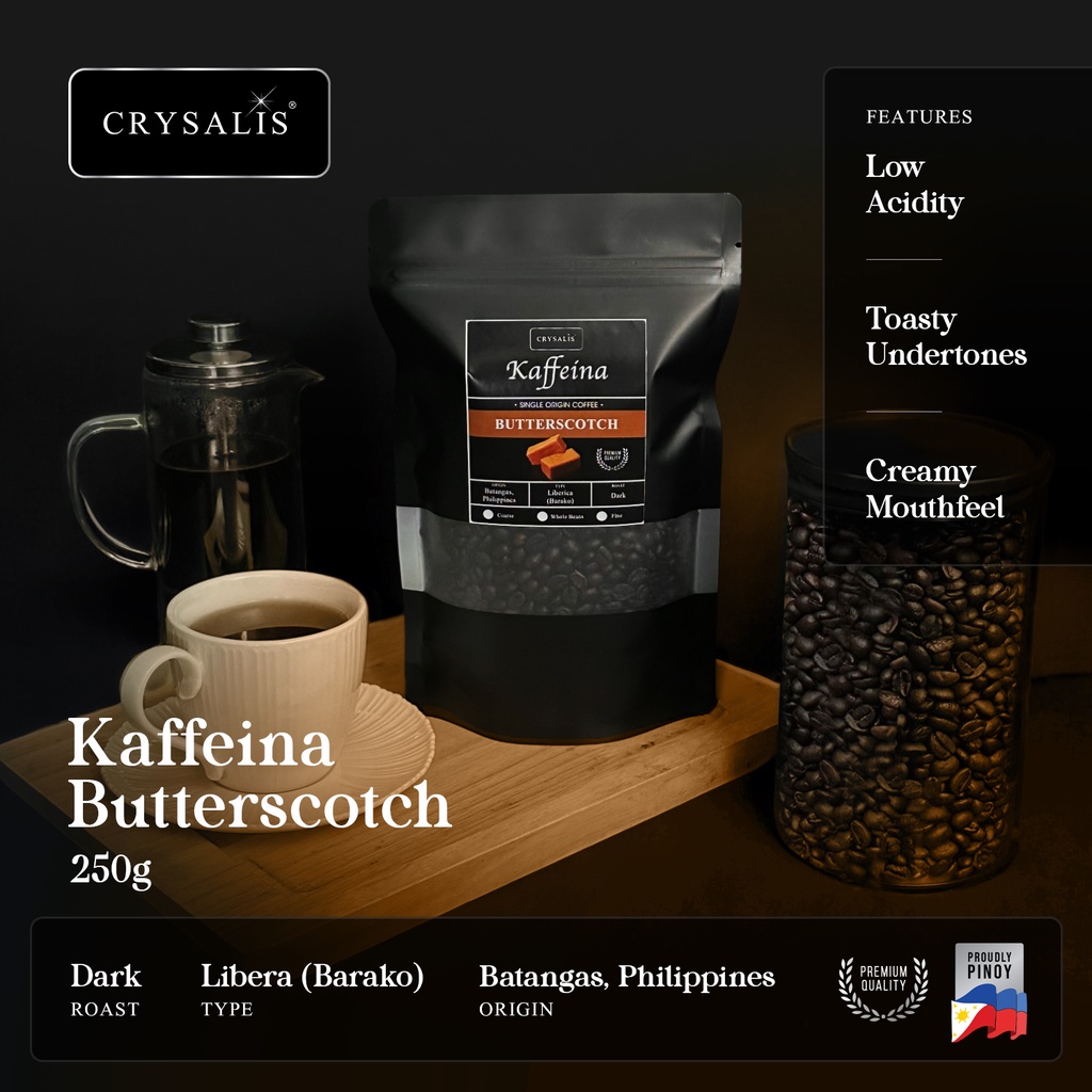 CRYSALIS PREMIUM KAFFEINA Coffee Beans 250g Batangas Coffee, Whole ...