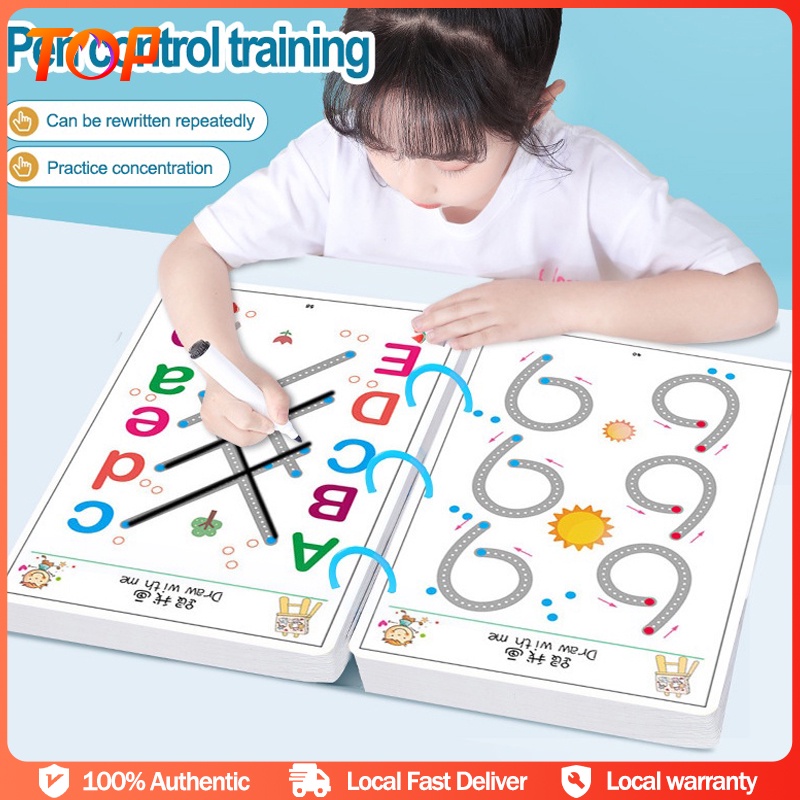 136 Pages Tracing Book for Kids Training Erasable Preschool Coloring ...