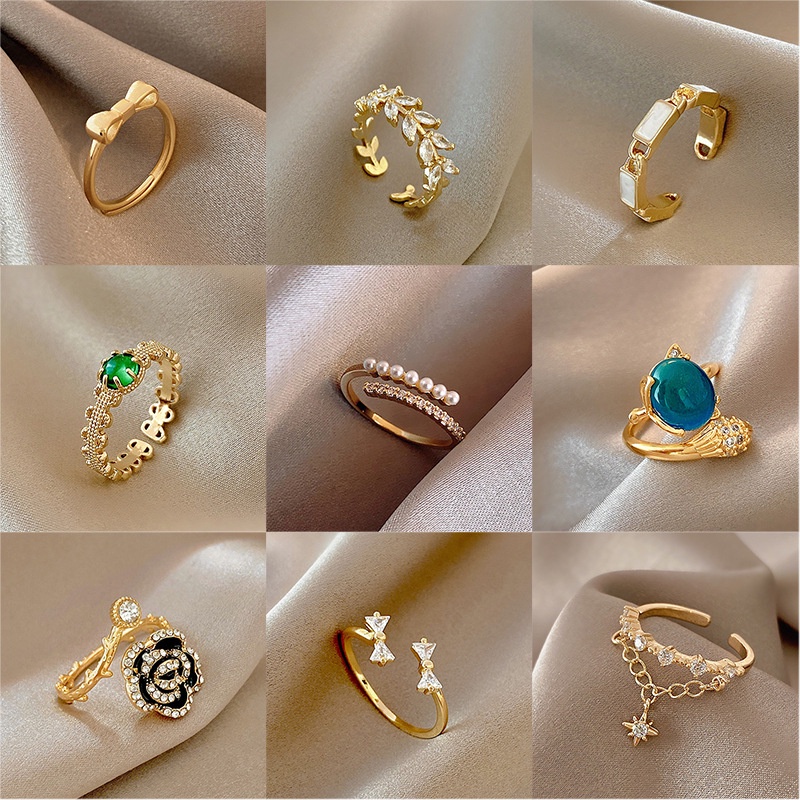 Luxury Fashion Ins Style Open Ring Female High Sense Personality Pearl ...