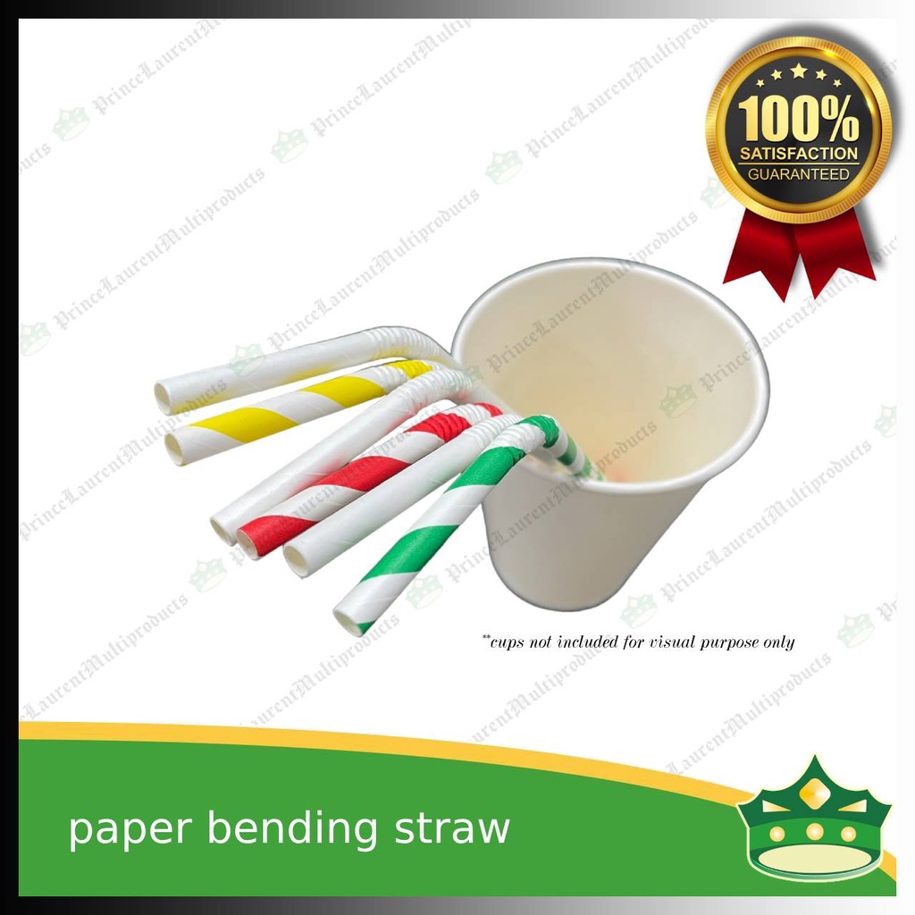 [50 pcs] bending paper straw white / colored for milk shakes, juices ...