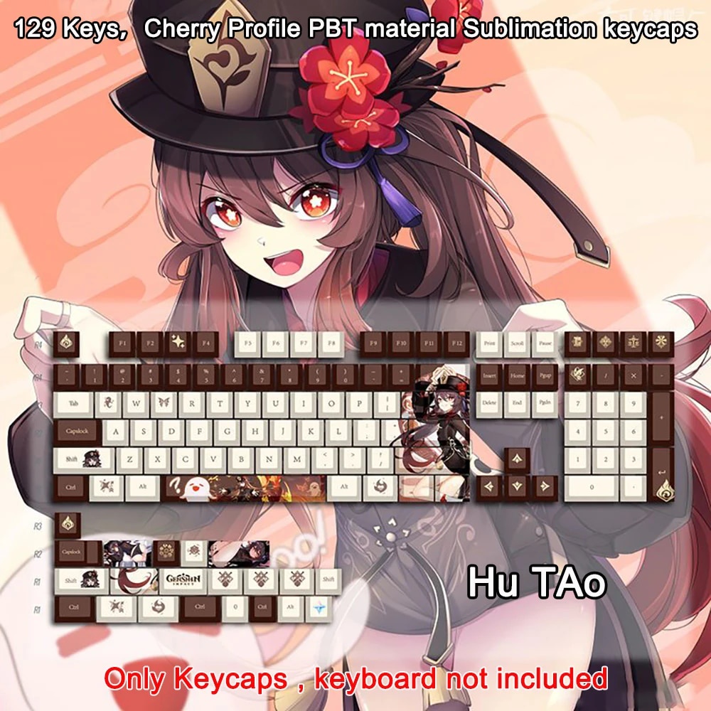 Genshin Impact Theme Keycaps Cherry Profile Hutao Key Cap PBT Anime ...