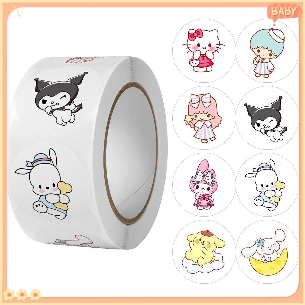 500pcs/roll Sanrio Sticker Cartoon Melody Kuromi Sealing Sticker ...