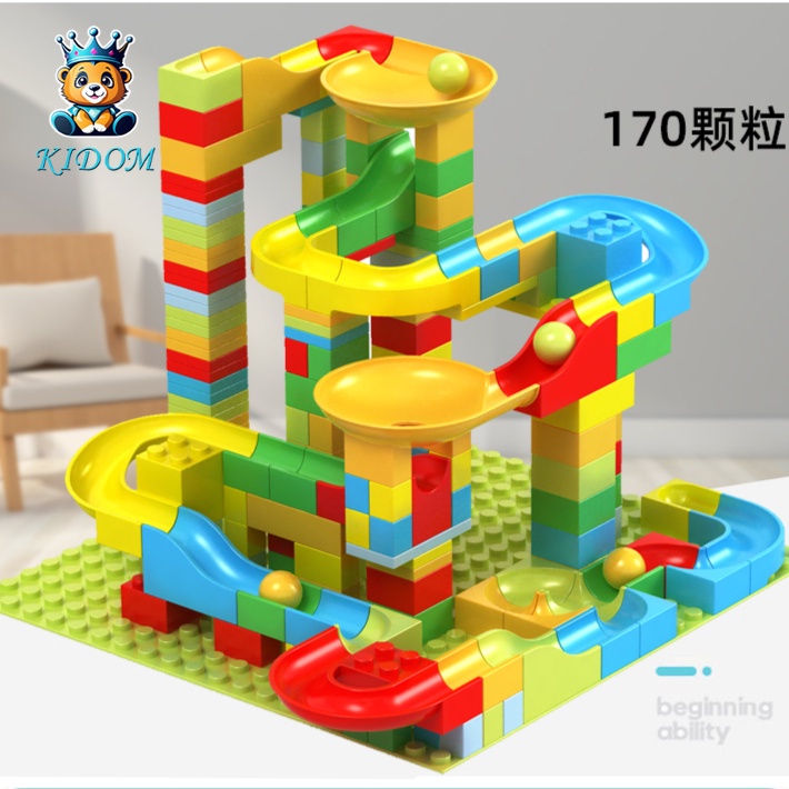 170PCS DIY Slide Brick Toys Building Blocks Rolling Ball Assembling ...