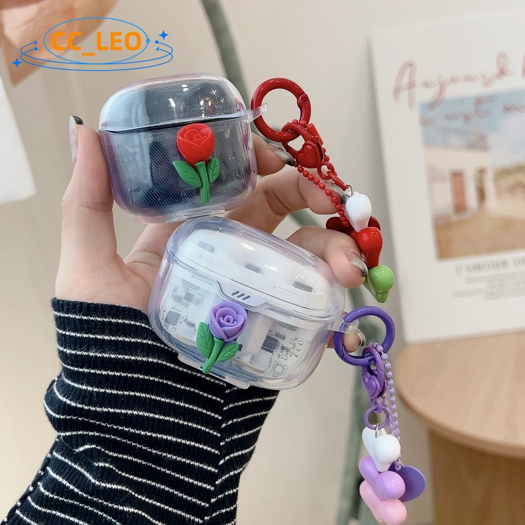 For JBL TUNE Beam / JBL TUNE Buds Transparent Case Cute Flower Pendant ...