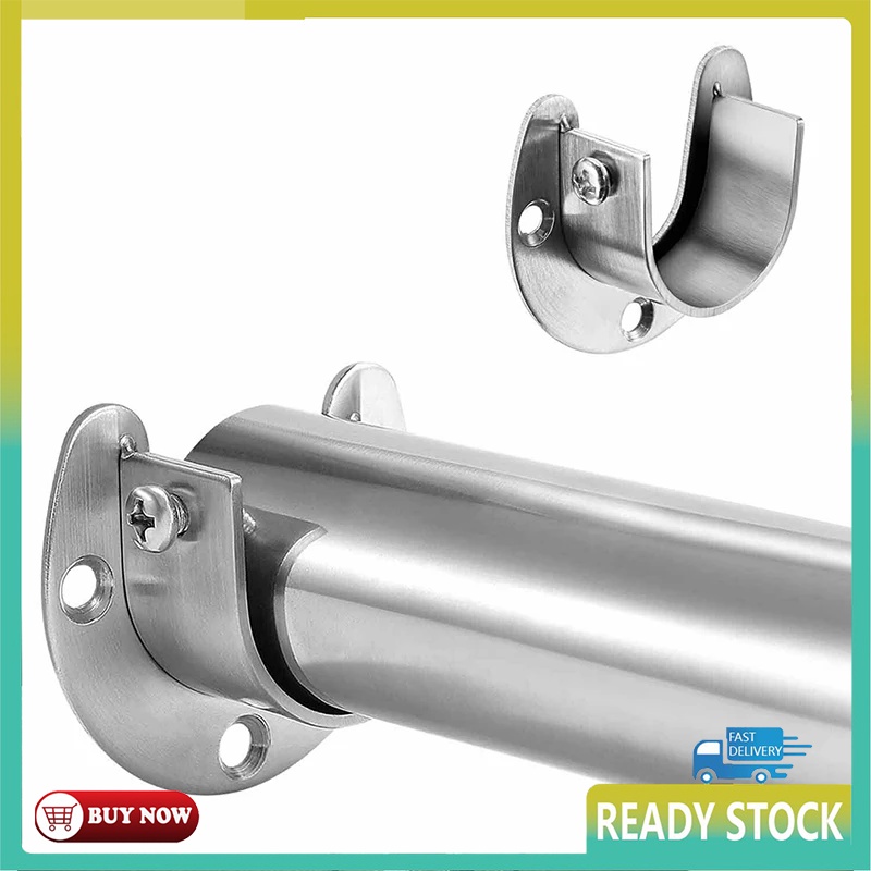 Curtain Rod U Shaped Rod Supports Pole Sockets Heavy Duty Closet Rod ...