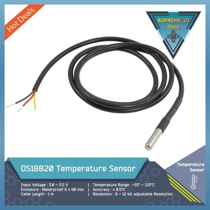 Ds18b20 Waterproof Temperature Sensor | 1m cable | Raspberry Arduino | Shopee Philippines
