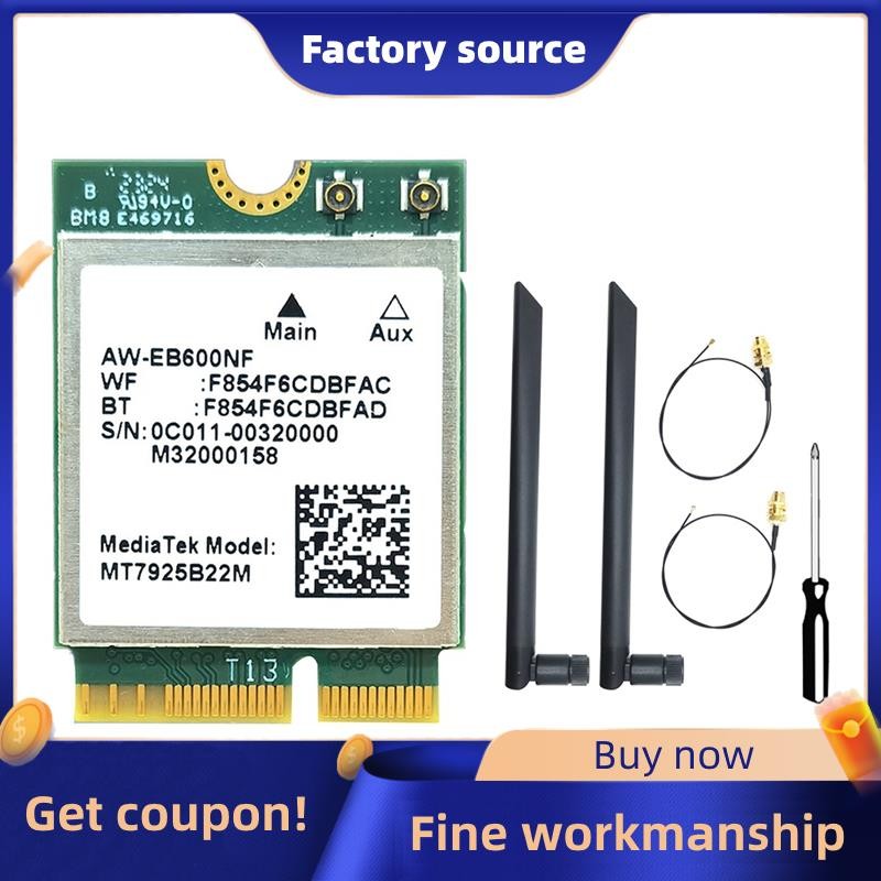 MT7925 WIFI 7 Card+2xAntennas 5400Mbps M.2 Triple Band 2.4G/5G/6G BT5.3 WiFi Card Adapter for ...