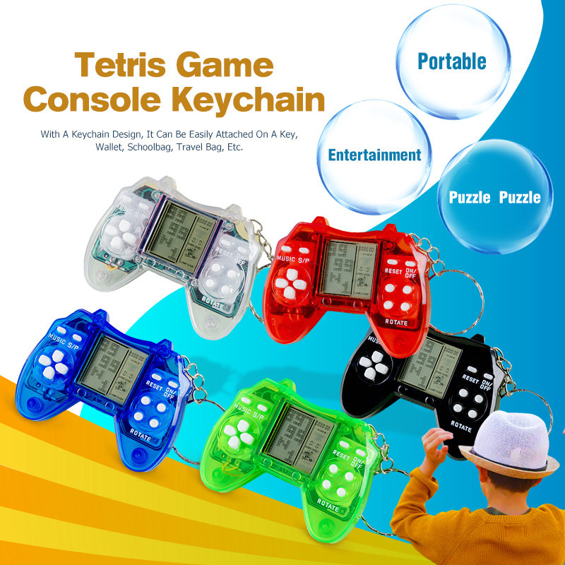 Tetris Handheld Game Machine Keychain Transparent Decompression Small ...