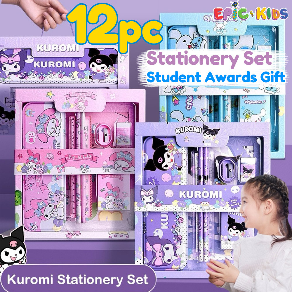 12PCs Sanrio Pencil Case Kuromi Melody Students Stationery Set Kids ...