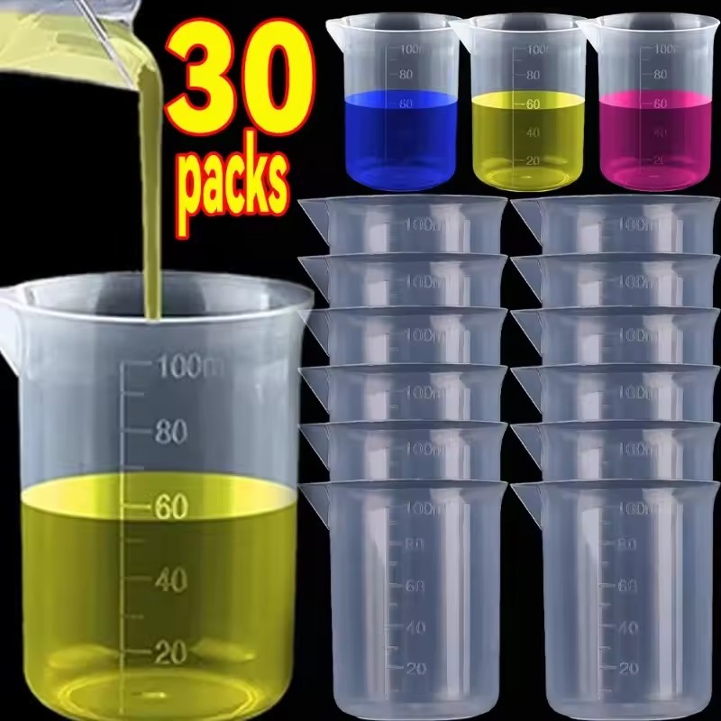 30PCS Transparent Scale Plastic Measuring Cup - Chemical Measuring Cup ...
