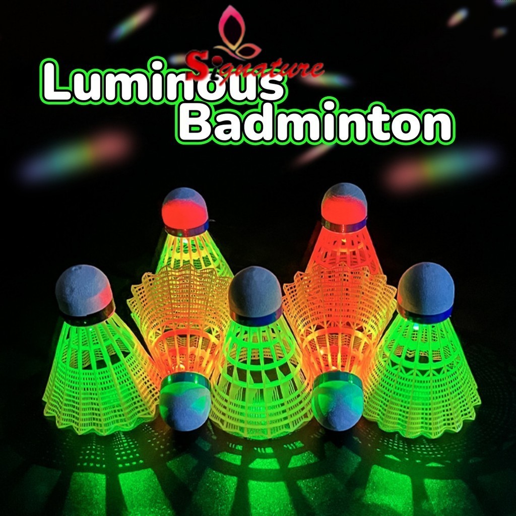 (1 PCS) LED Nylon Badminton Ball Glowing Lights Ball for Indoor Outdoor ...