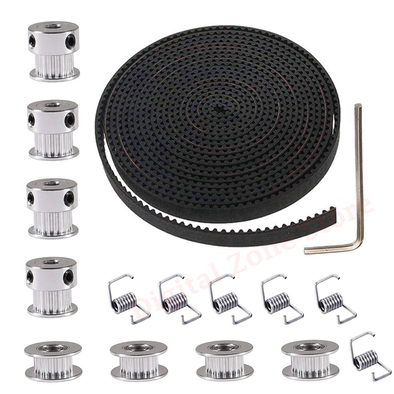 3D Printer Belt 5 Meters GT2 Belt 6mm Wide + Bore 5mm 20Teeth Timing ...