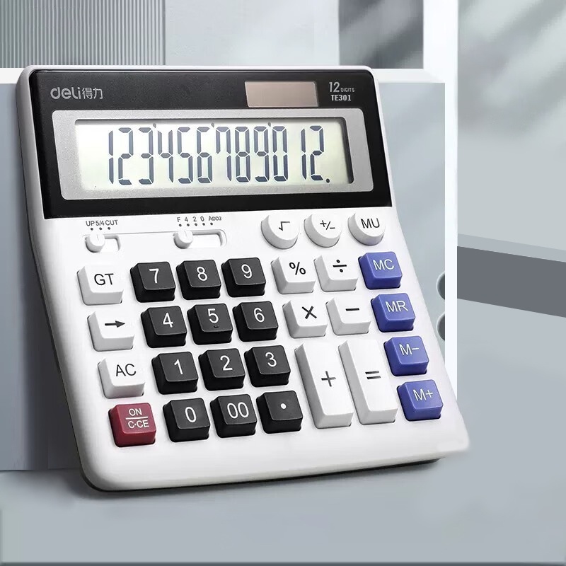 Deli Basic Calculator Big Display 12 Digits Desktop Calculator Solar Calculator Office Supplies ...