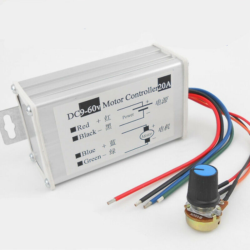 20A PWM DC Motor Stepless Speed Change Pulse Width Regulator Controller Motor Speed Switch DC9V ...