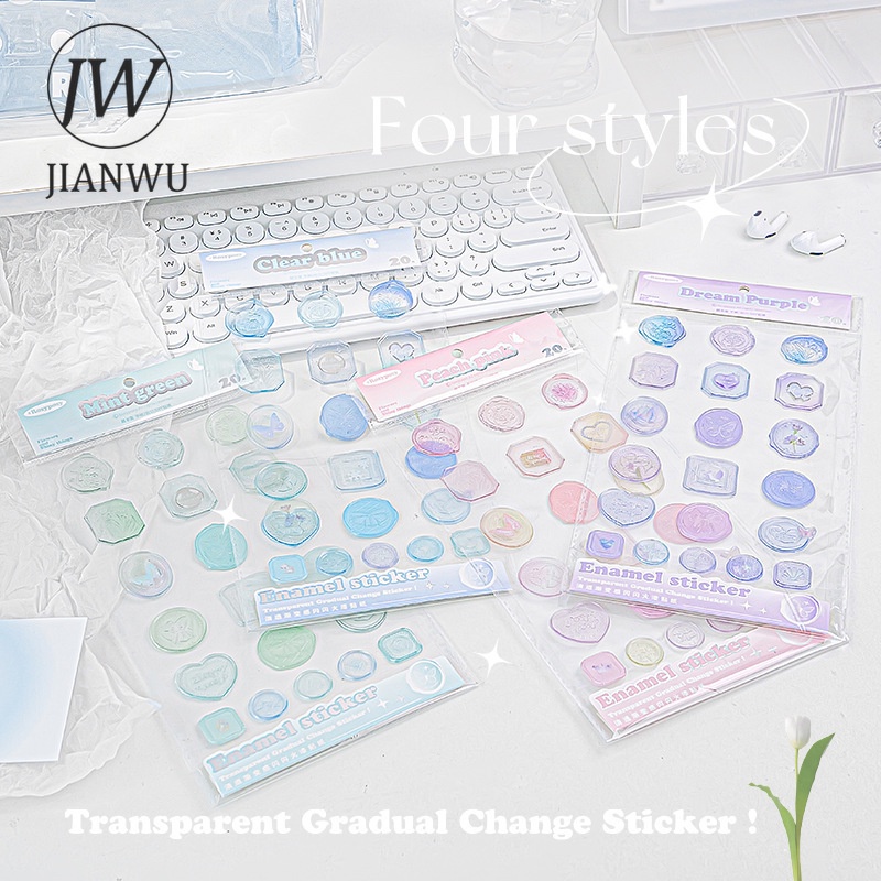 JIANWU 20 Pcs Clear Cream Gradient Fire Paint Drop Glue Decor Material ...