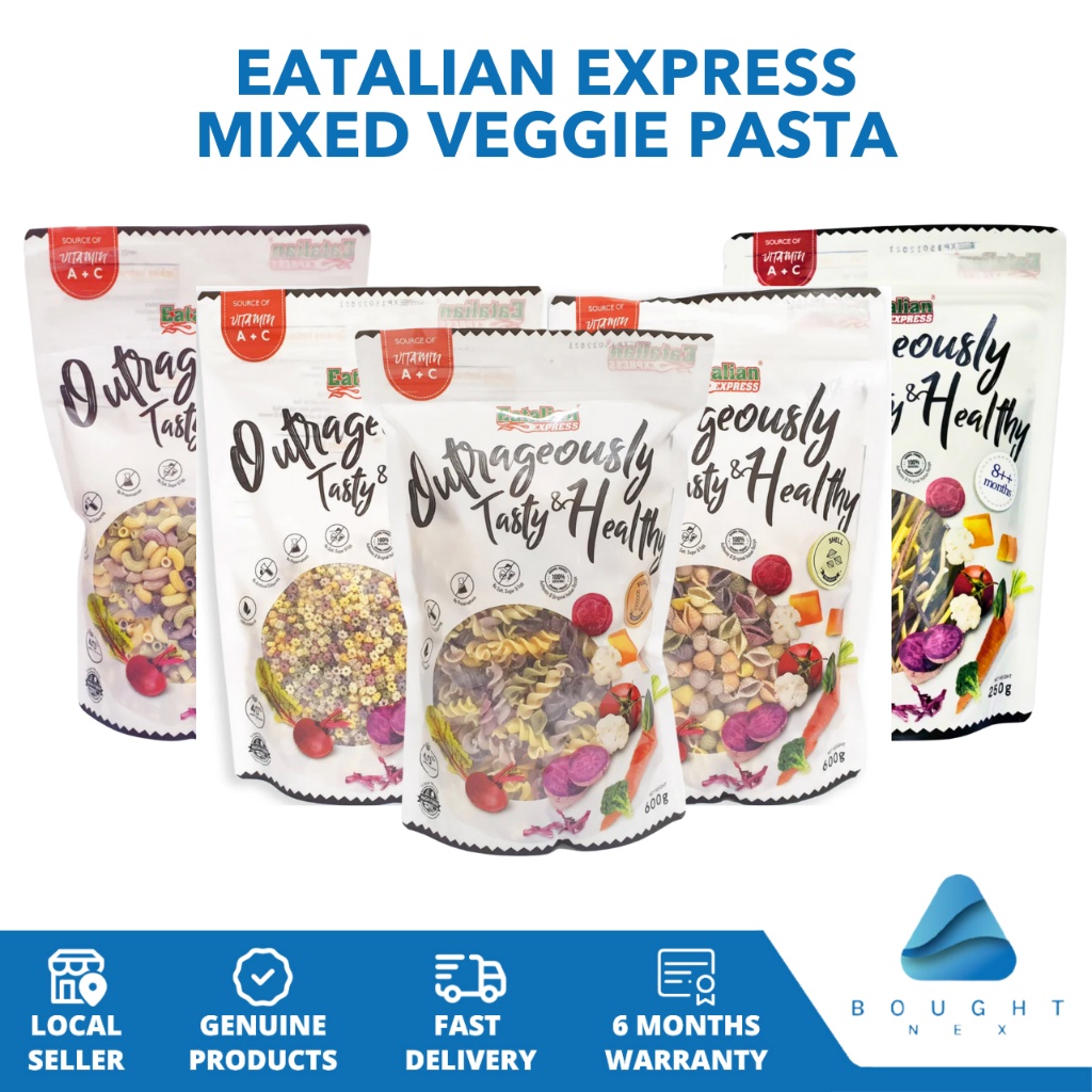 Eatalian Express Mixed Veggie Pasta 100g/250g/600g High Fiber, Vitamins ...