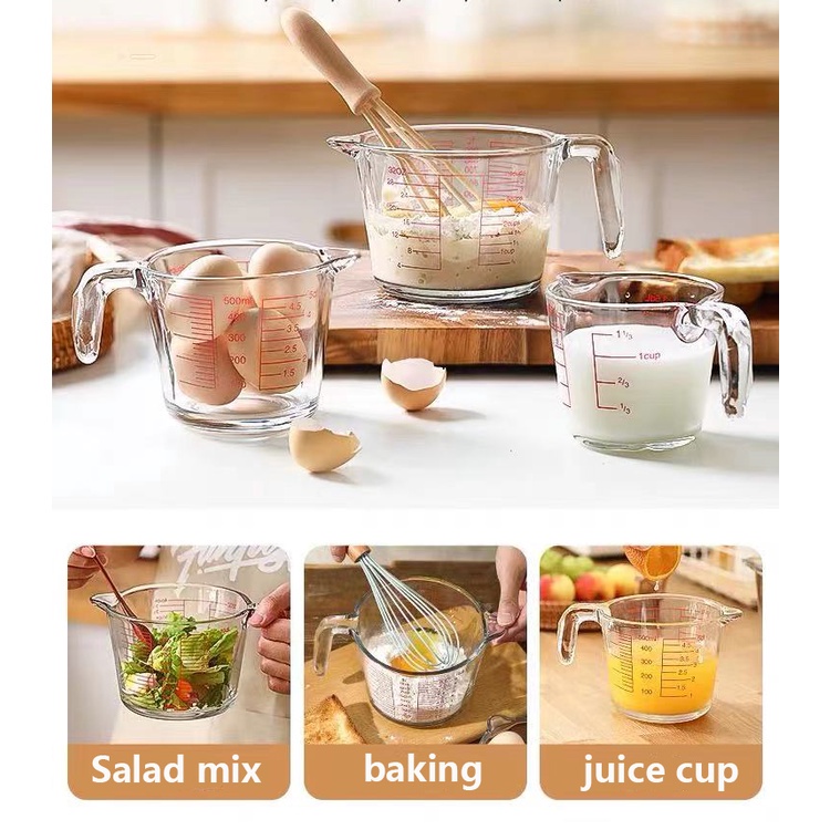 300/600ml Clear Measuring Cup with Handle Thickened Kitchen Graduated ...