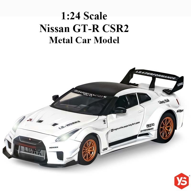 1:24 / 1:32 Scale Diecast Nissan GTR CSR2 Alloy Car Model With Sound ...