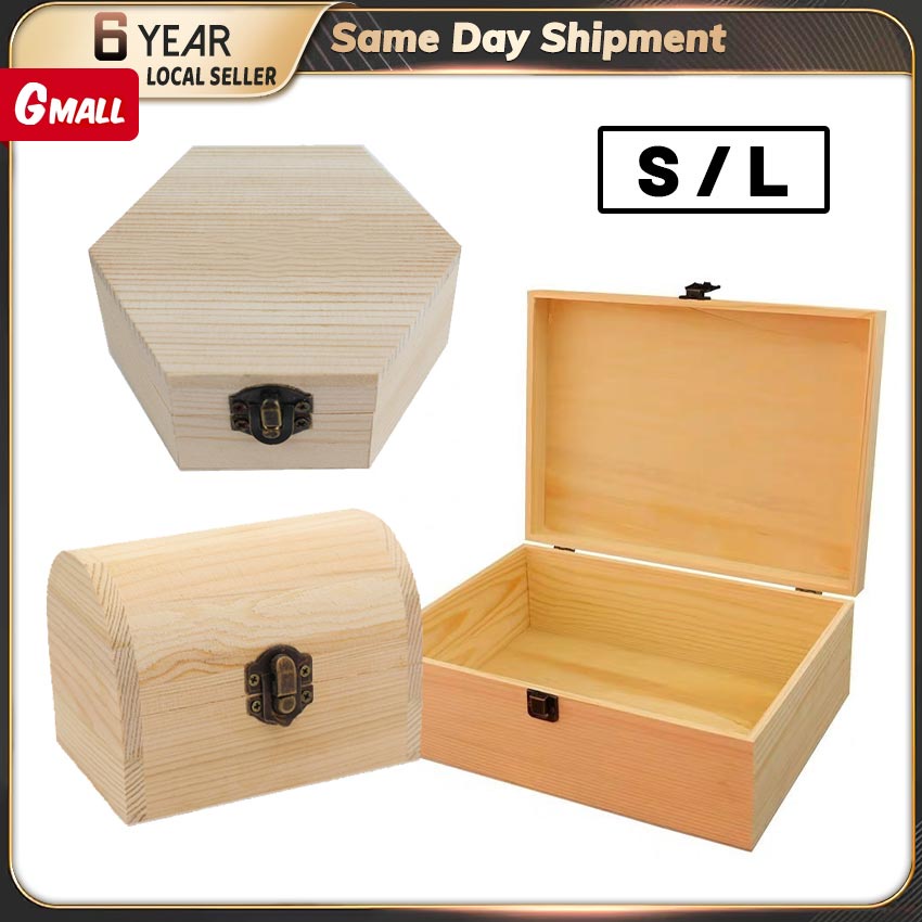 【Fast Delivery】 Wooden Arched Box Keepsake Vintage Treasure Chest Wood ...