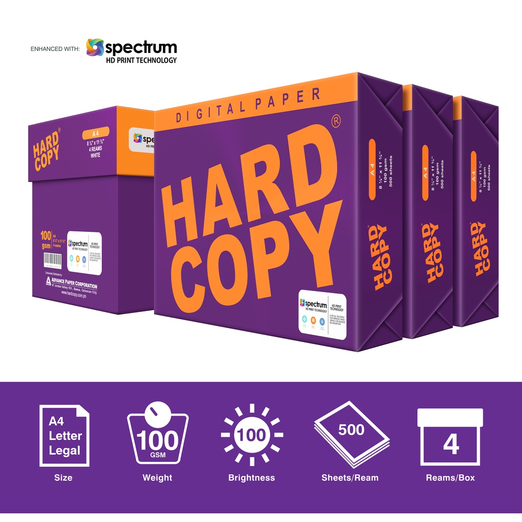 Hard Copy Paper | 70 gsm 75 gsm 80 gsm 100 gsm | A4 Legal Letter | Copier Bond Colored | Mr ...