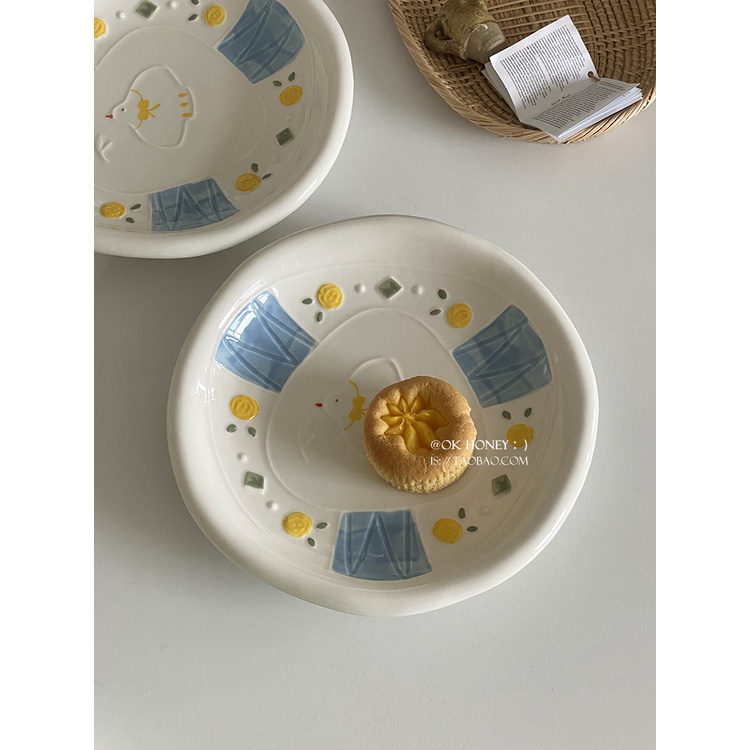 Creative Childlike Plate ins Cream Style Cartoon Small Flying Pigeon ...