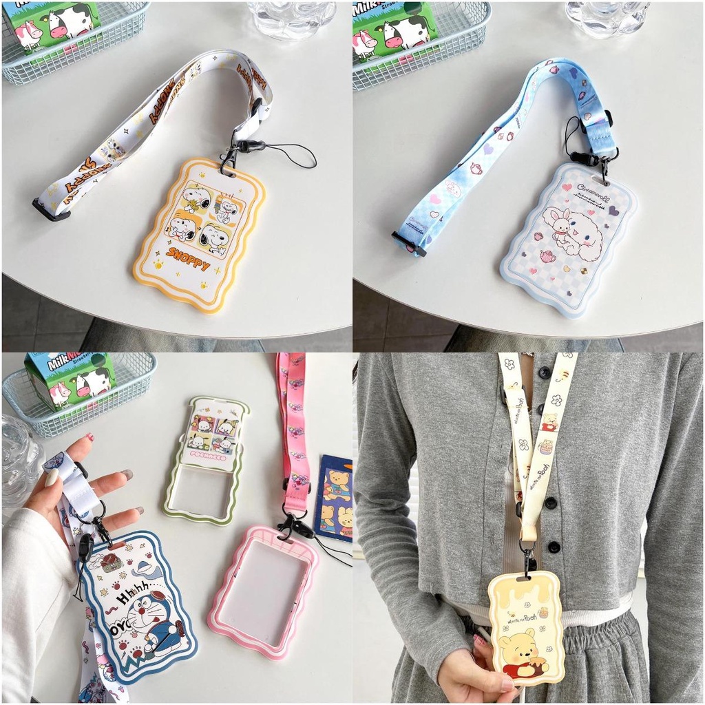 Cute Doraemon Cinnamoroll Long Rope Card Holder Student Meal Bus Anti ...