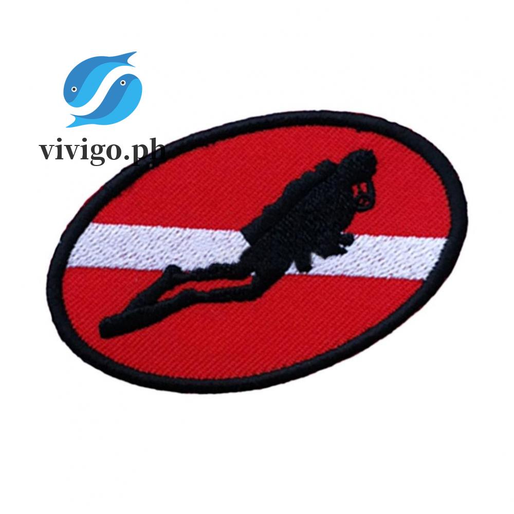 Flag Patch Dive Flag Patch For Scuba Diver Oval Fins Red White Black Diving Flag | Shopee ...
