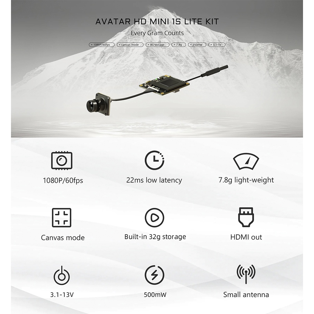 New Caddx Walksnail Avatar HD Mini 1s 1080P 60fps Lite Kit VTX Range ...