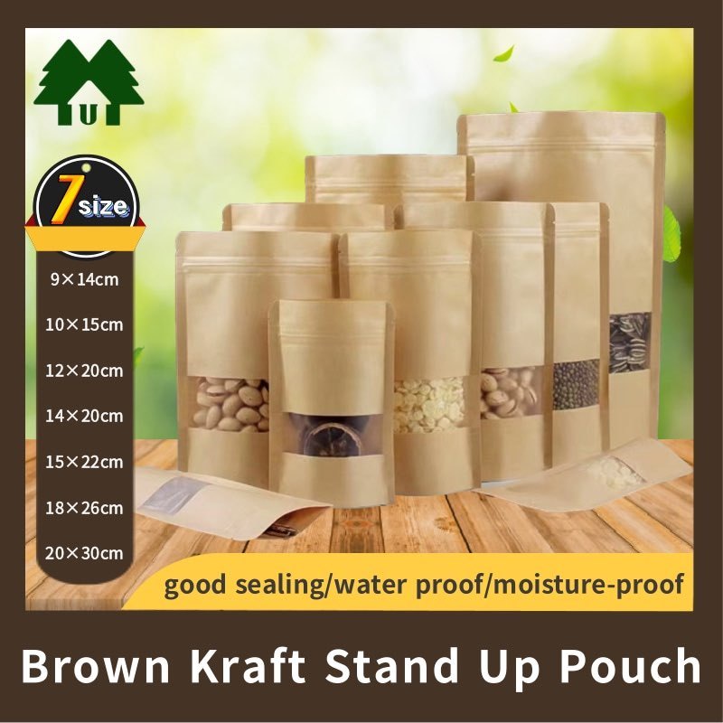 Brown Kraft Stand Up Pouch with Ziplock/ Plastic Paper Bag Packaging ...